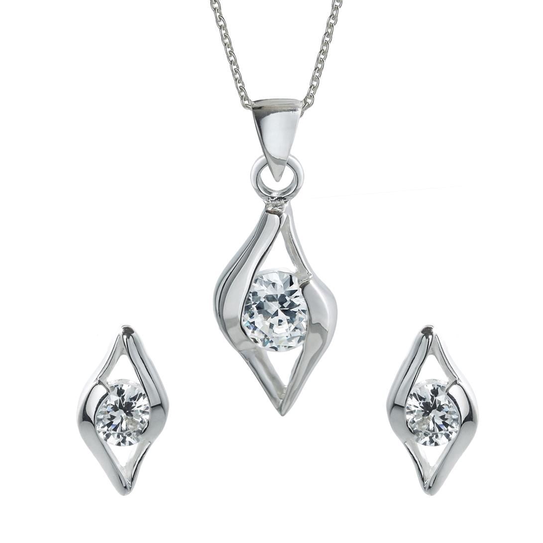 Silverly Women's 925 Sterling Silver 18" Cubic Zirconia Chain Necklace ...