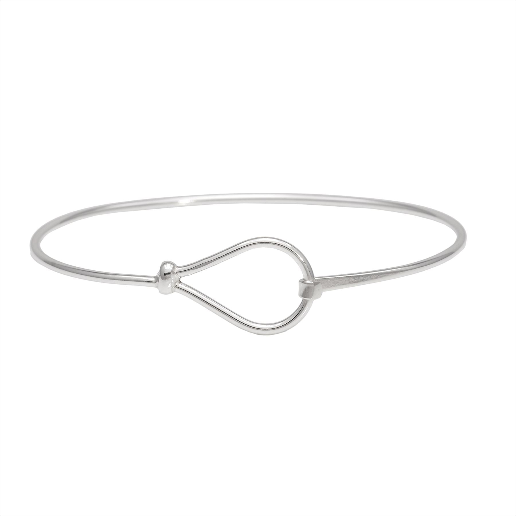 Silverly Women's 925 Sterling Silver Hook Open Catch Loop Design Bangle ...