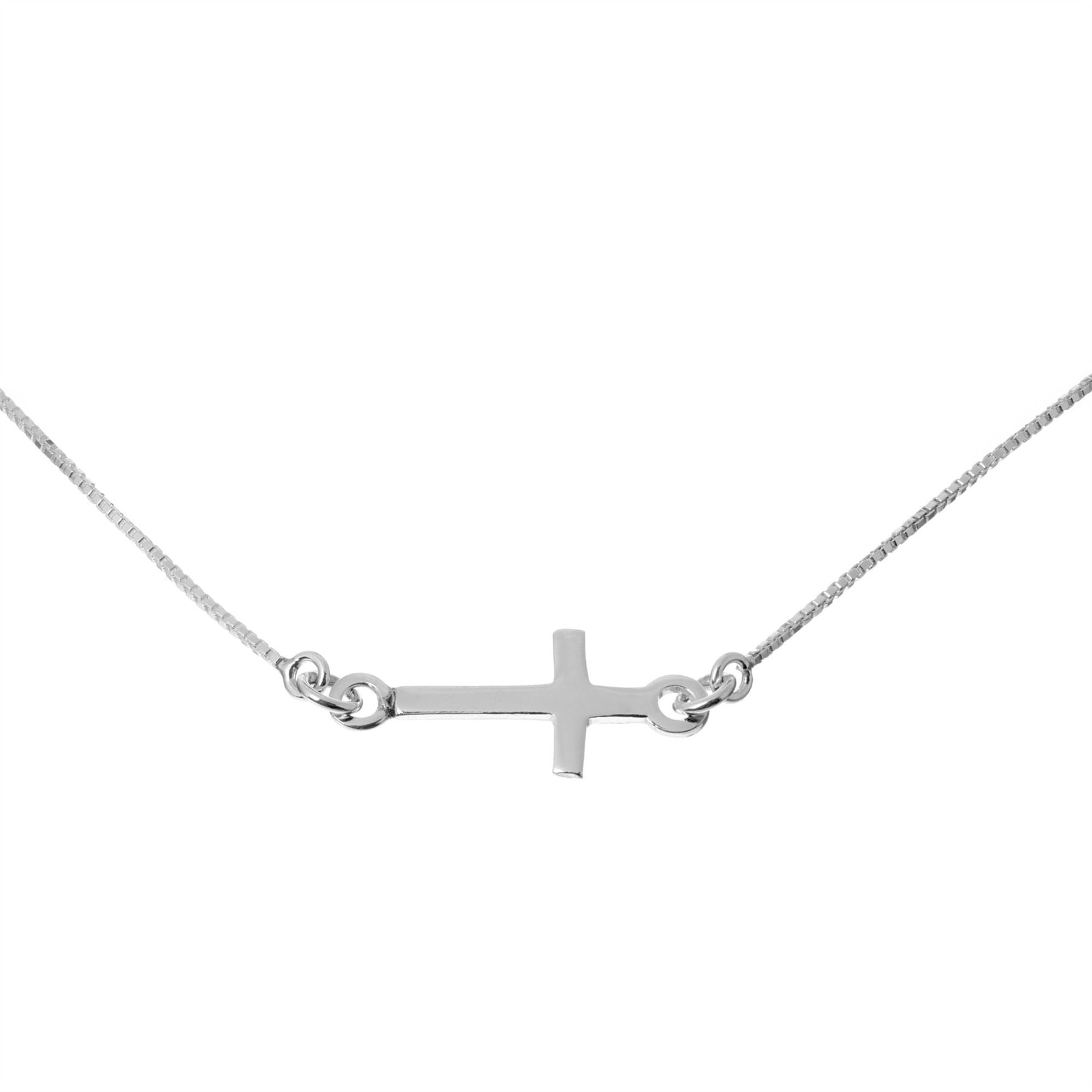 Silverly Women's 925 Sterling Silver Thin Box Chain Cross Crucifix ...