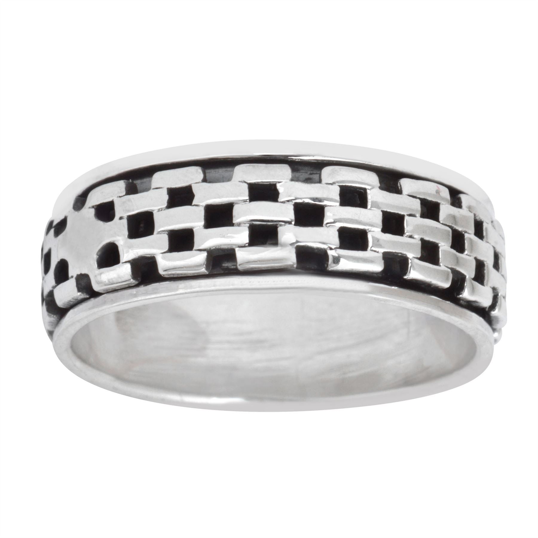 Silverly Women's Men's 925 Sterling Silver Brick Pattern Stone Wall ...