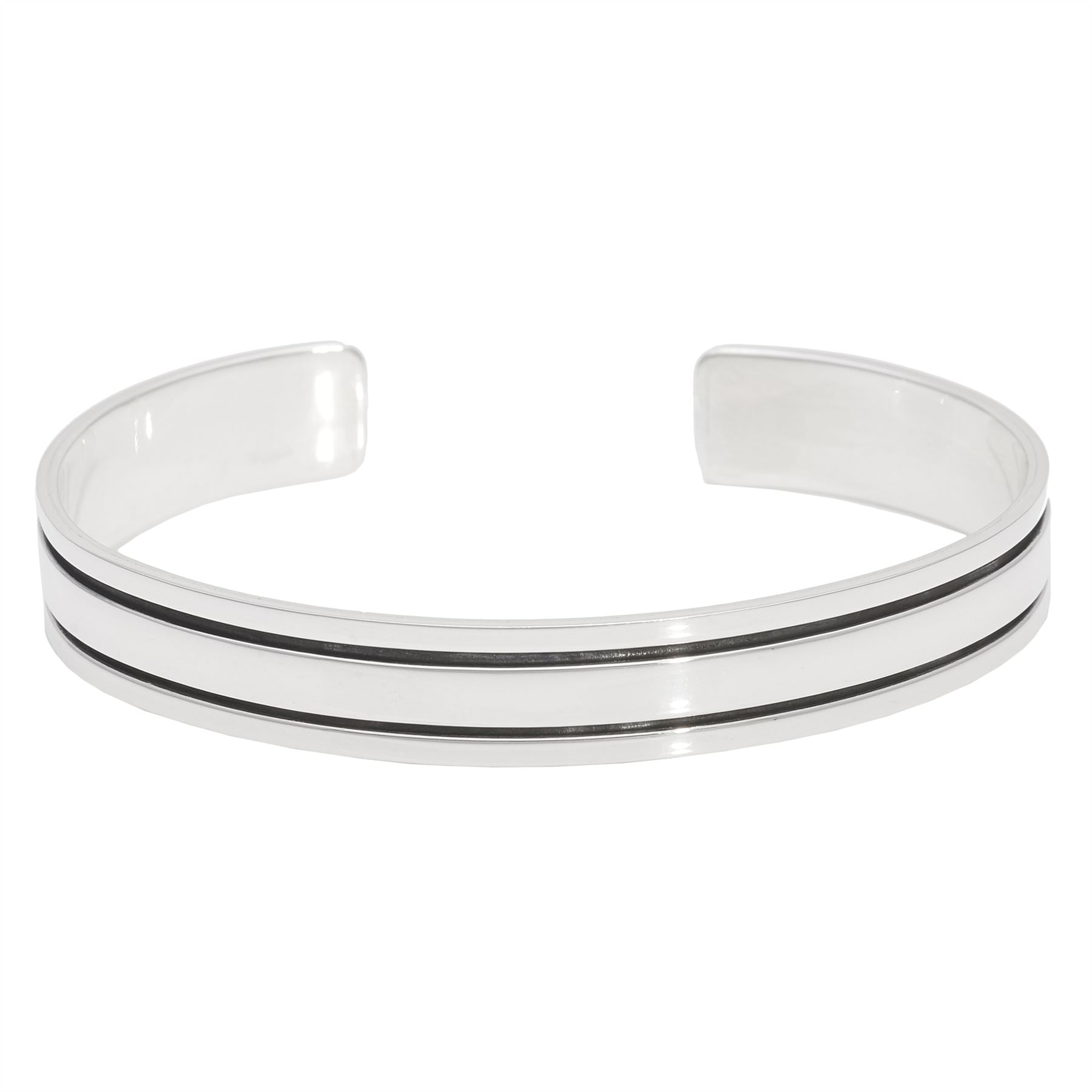 Silverly Women's Men's 925 Sterling Silver Oxidised Polished Lined Solid Cuff Bangle Bracelet ...