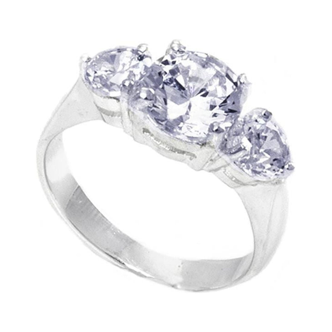 Silverly Womens 925 Sterling Silver Cubic Zirconia Triple Stone Past Present Future Engagement ...