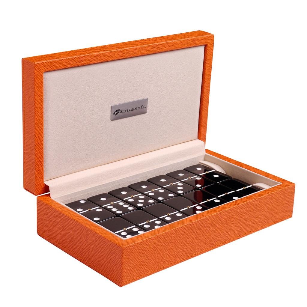 Silverman & Co. Double 6 Large Black Domino Set - Orange Case - Walmart.com