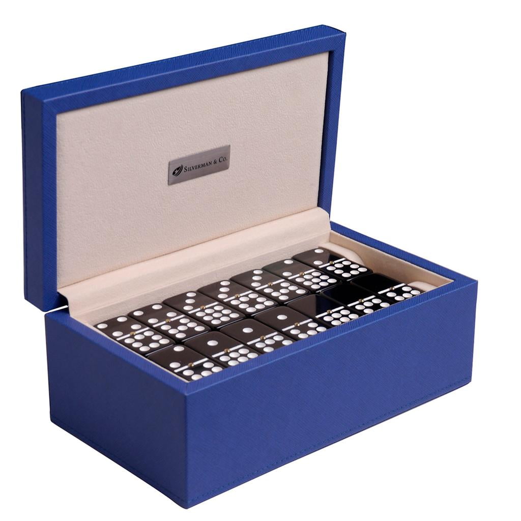 Silverman & Co. Double 9 Large Black Domino Set - Blue Case - Walmart ...