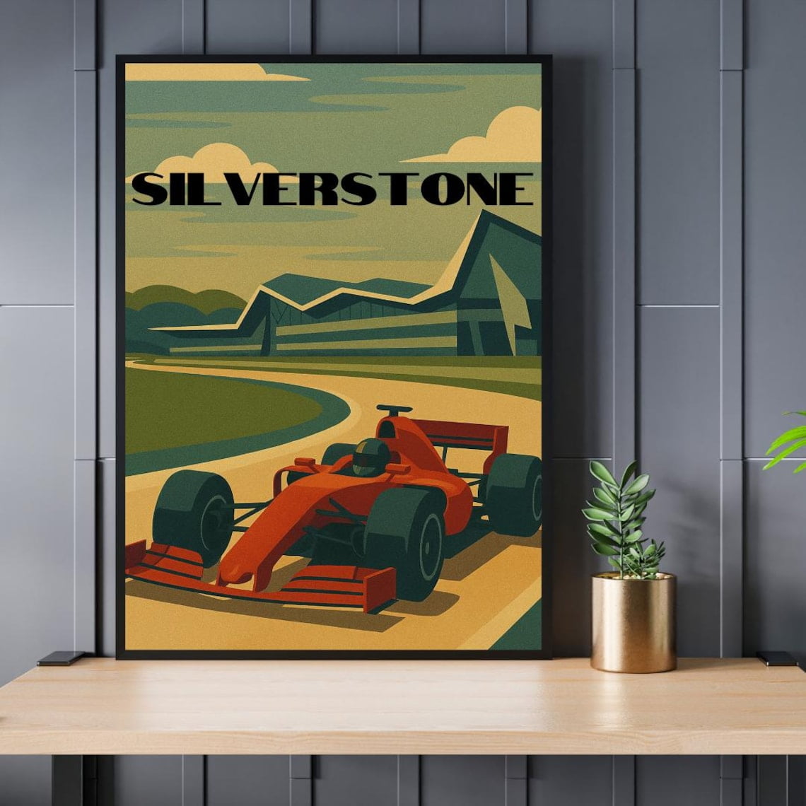 Silverstone F1 Art Deco Print: Formula One Racing, Unframed Poster Size ...