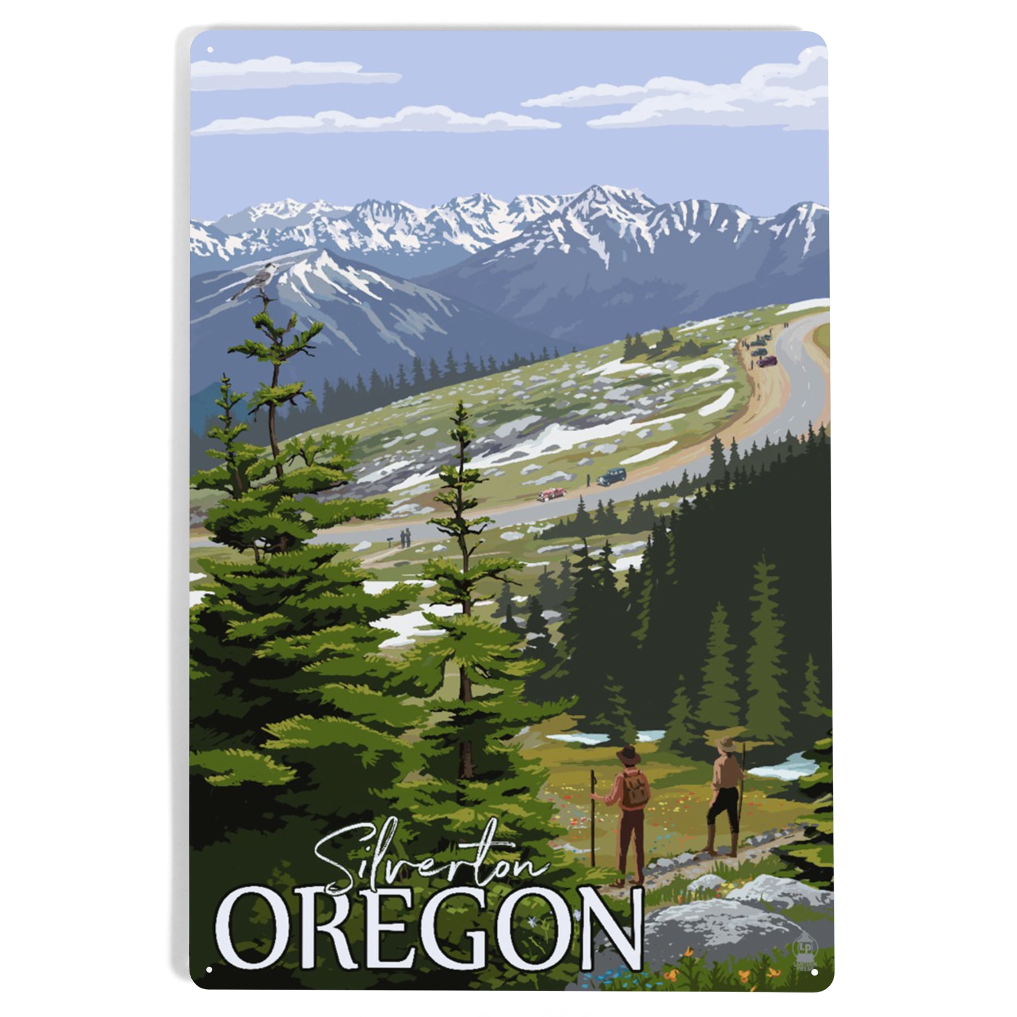 Silverton, Oregon, Hike, Trail Ridge Road and Hikers (12x18 Aluminum ...