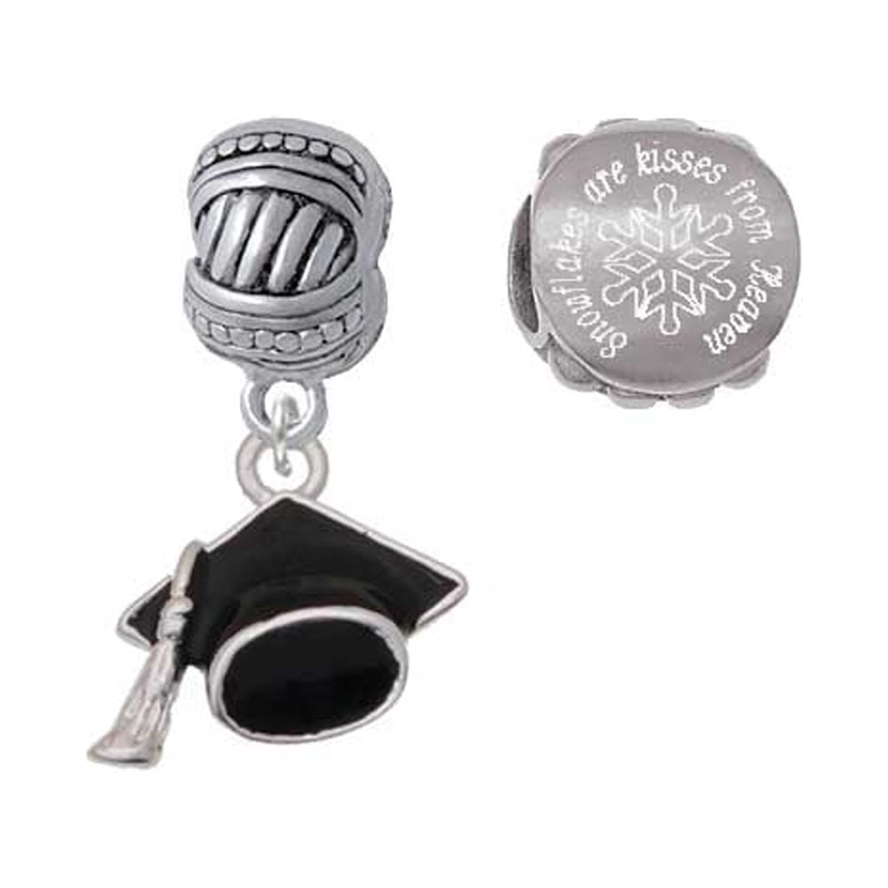 Silvertone 3-D Graduation Hat Snowflakes are Kisses from Heaven Charm ...