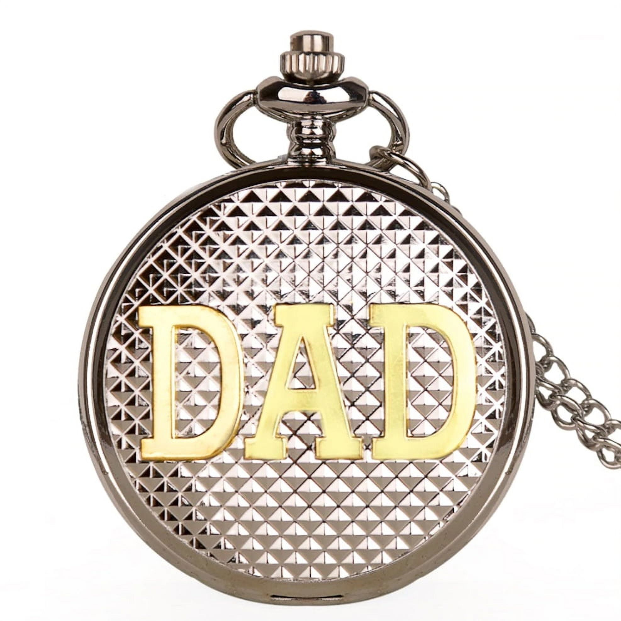 Silvertone Anti-Tarnish Resistant Dad Pocket Watch Dad in Gold Letters ...