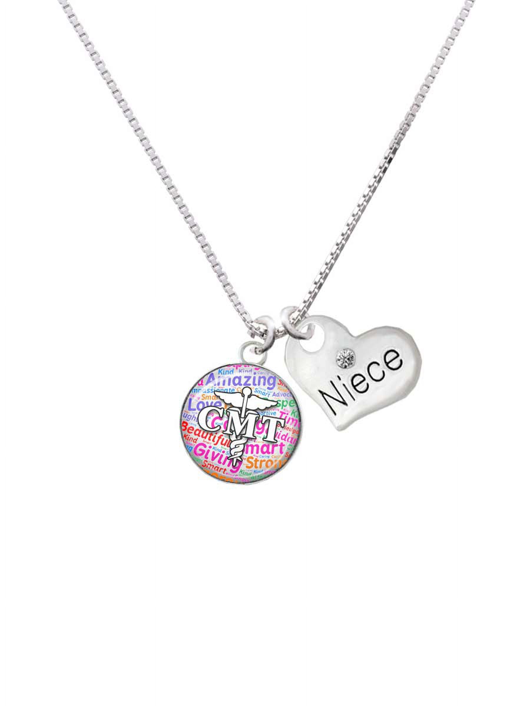 Silvertone Domed Multi Color CMT Niece Heart Necklace - Walmart.com