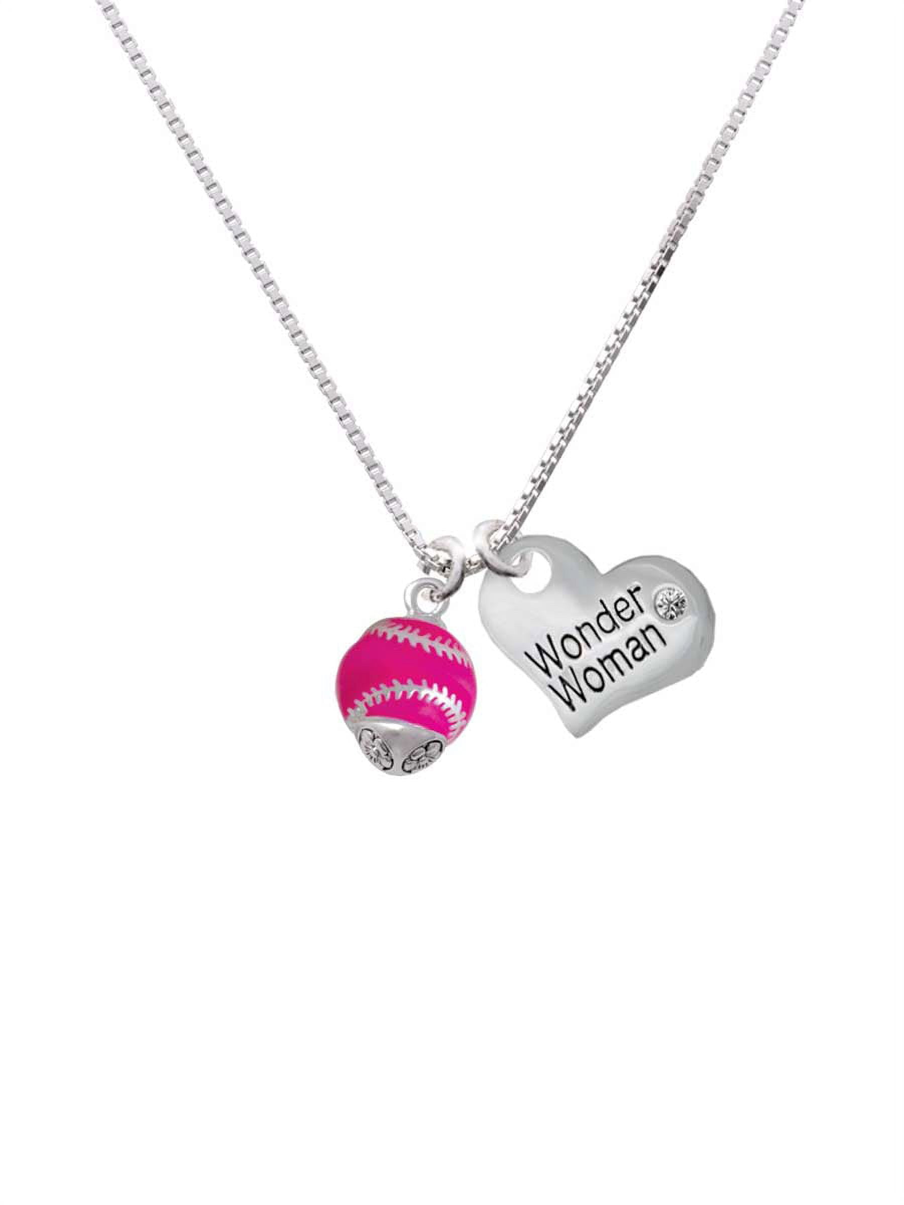 Silvertone Hot Pink Softball with Stitching Spinner Wonder Woman Heart ...