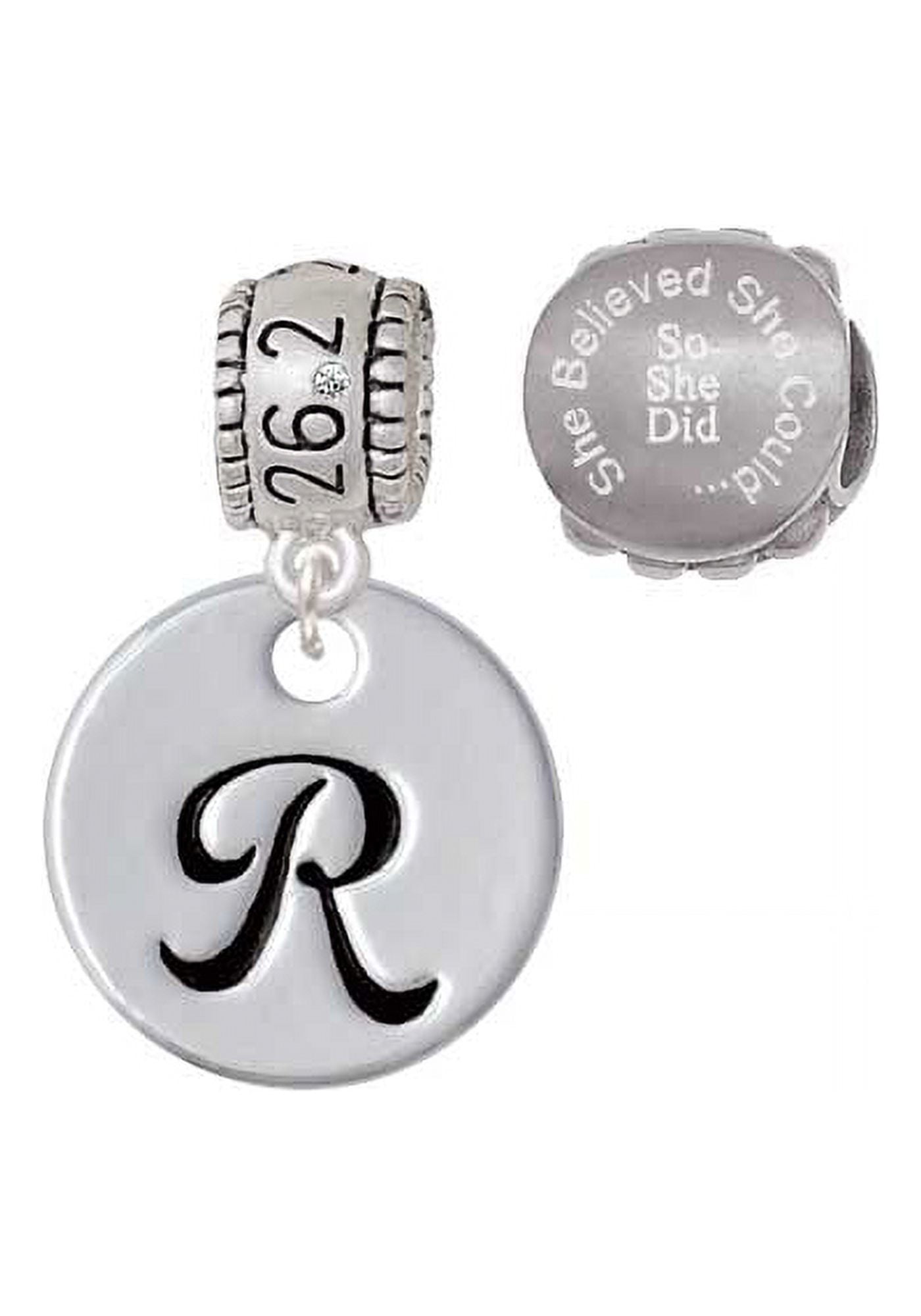 Silvertone Large Script Letter - R - 3/4'' Disc - 26.2 Marathon Run She ...