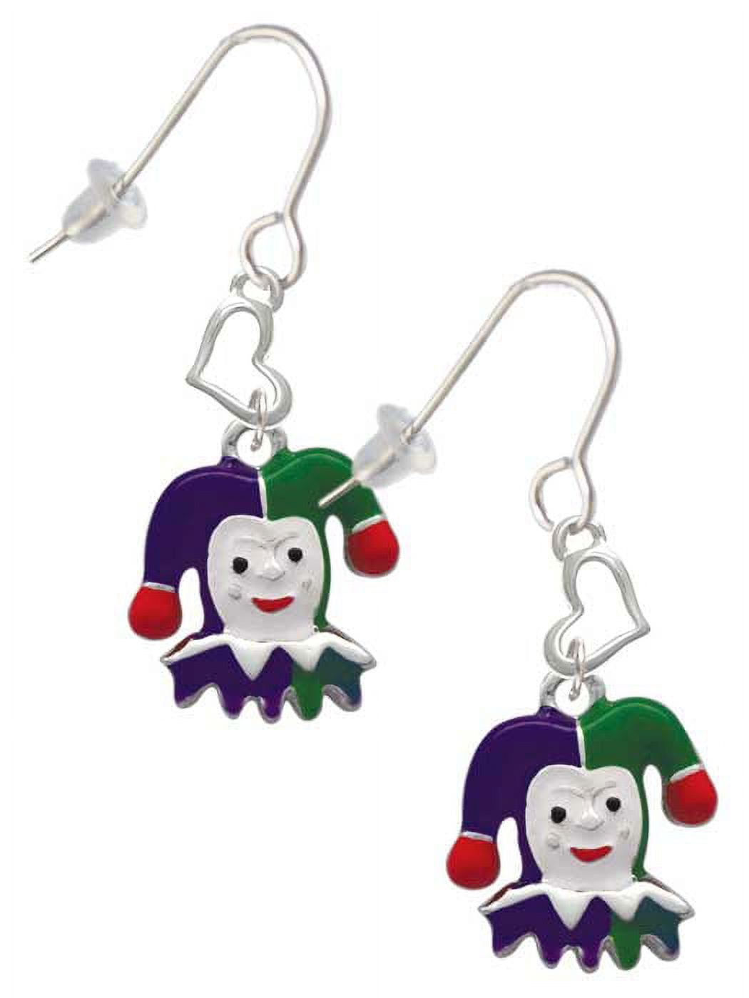 Silvertone Mardi Gras Jester Heart French Earrings - Walmart.com