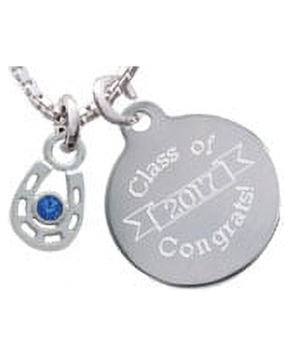 Silvertone Mini Horseshoe with Blue Crystal Class Of 2017 Congrats ...