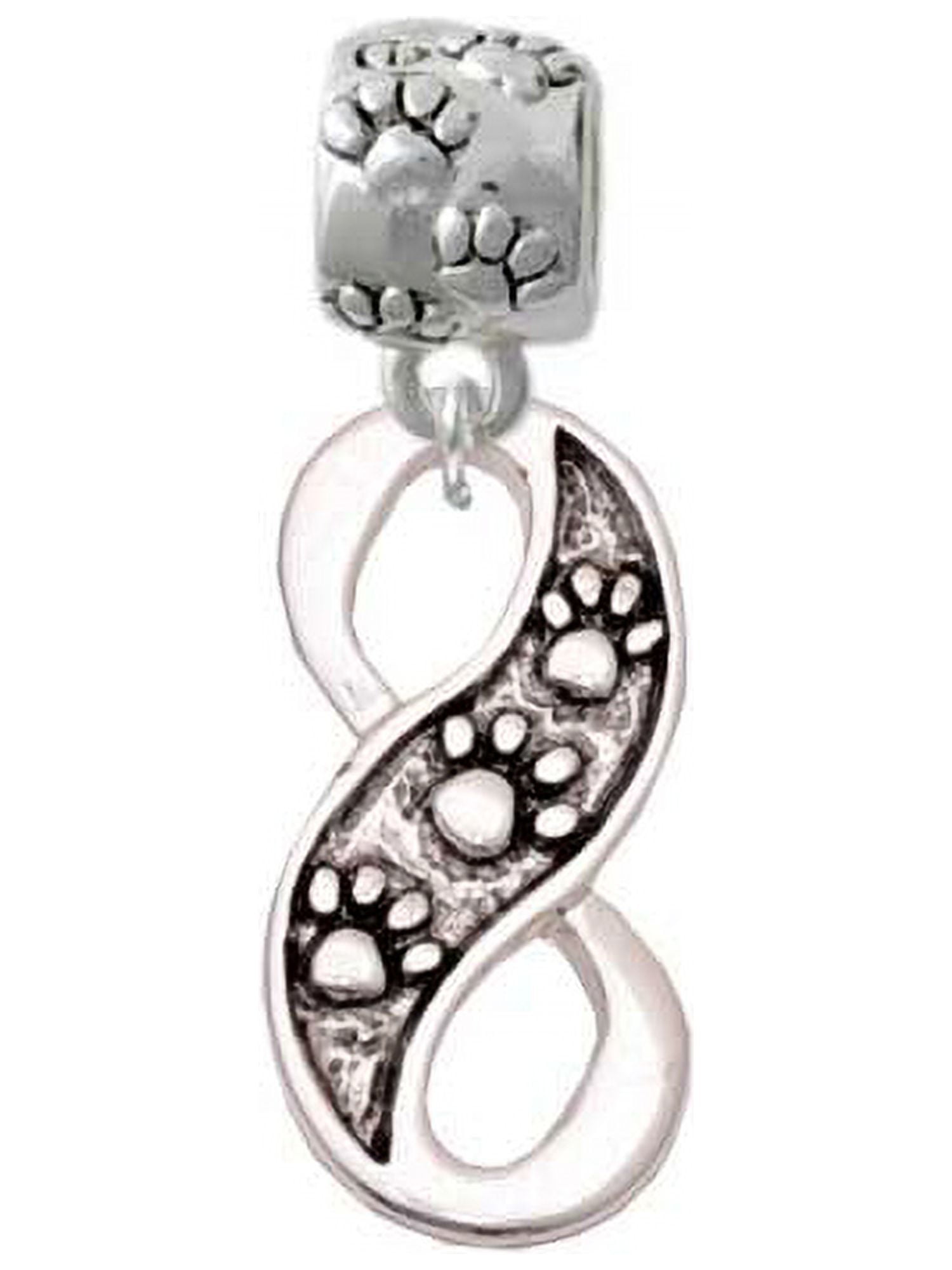 Silvertone Paw Prints Infinity - Paw Print Charm Bead - Walmart.com