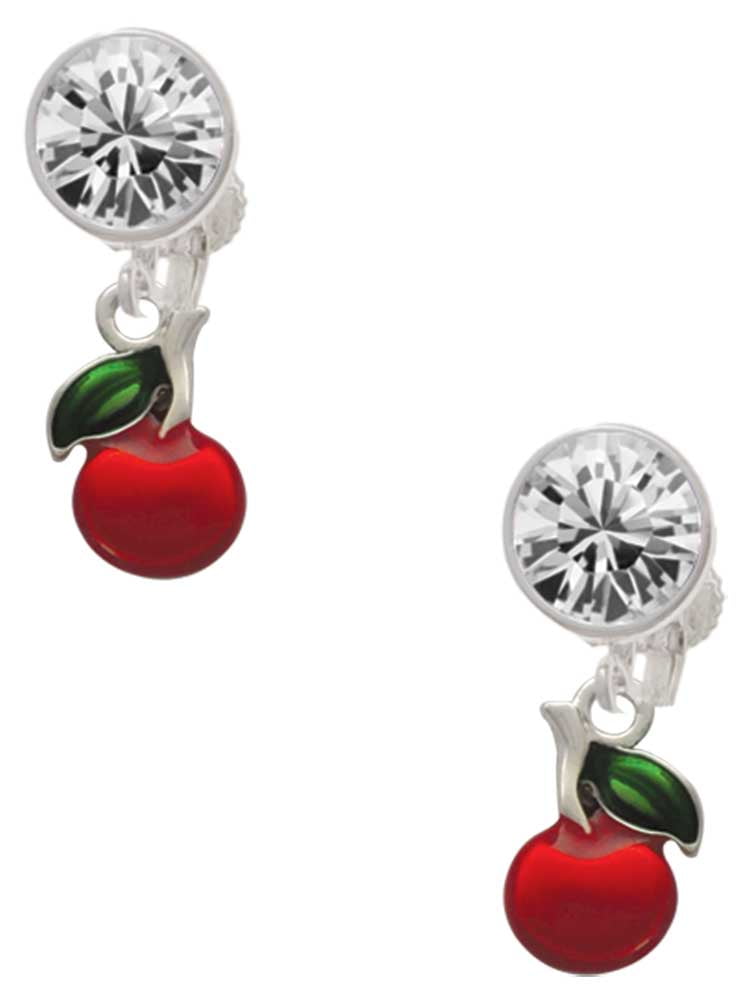 Silvertone Single Cherry Clear Crystal Clip On Earrings - Walmart.com