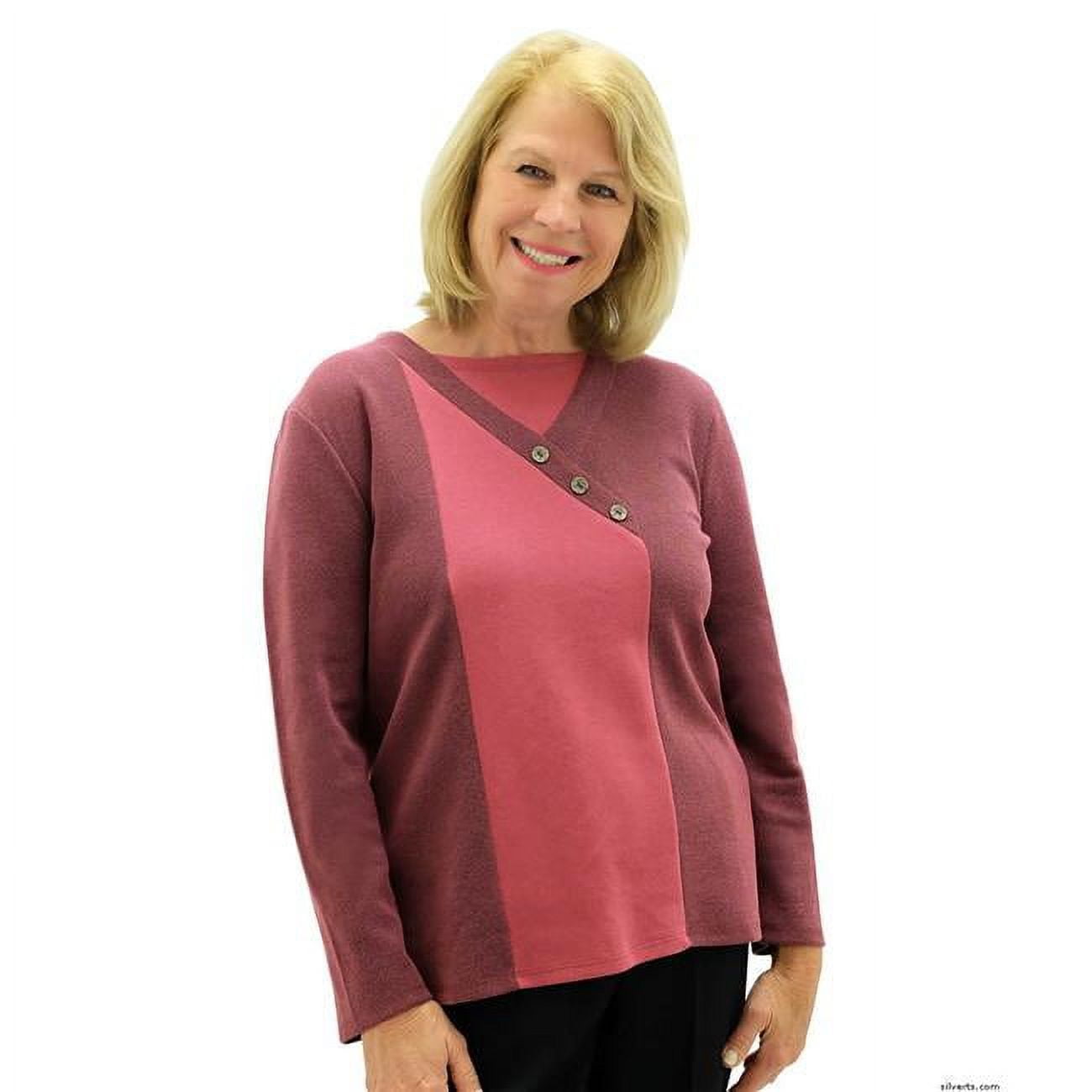 Silverts 248510101 Faux-Button Fooler Open Back Adaptive Top for Women ...