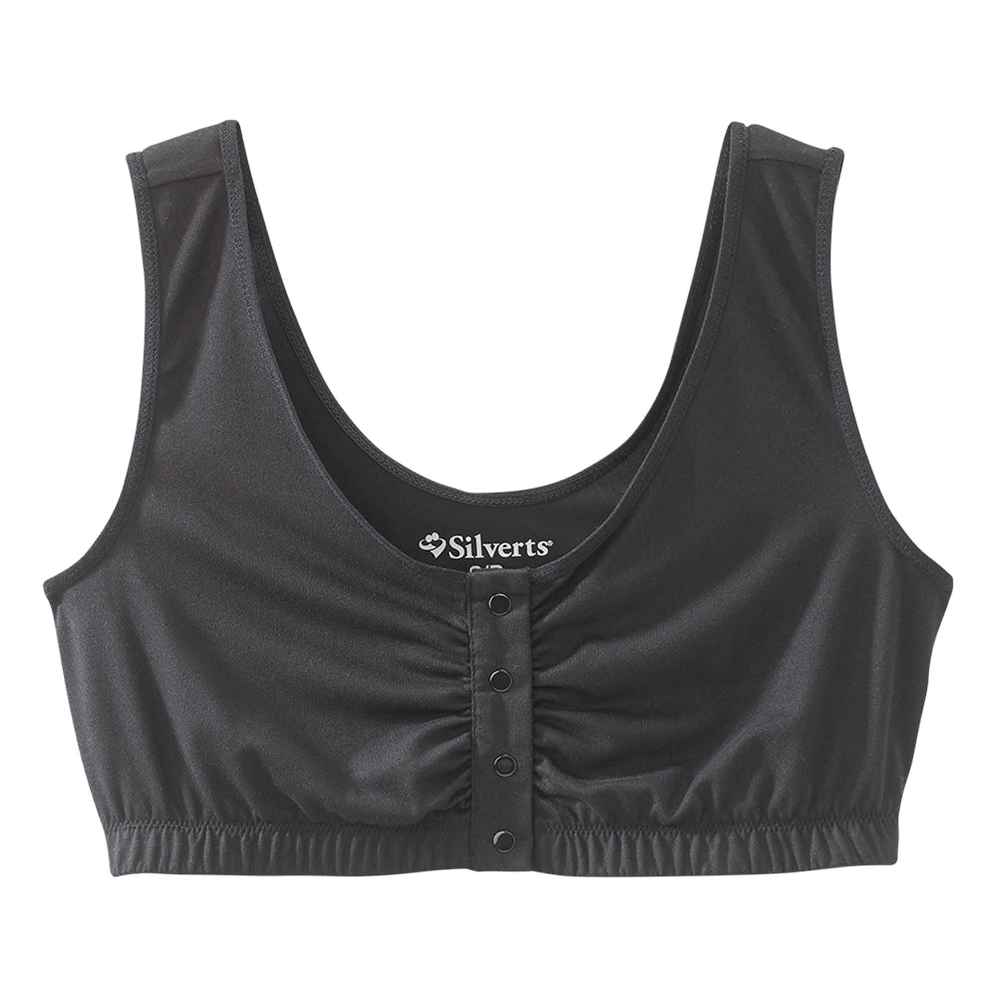 Silverts Elastic Black Adaptive Front Closure Bra Large - Walmart.com
