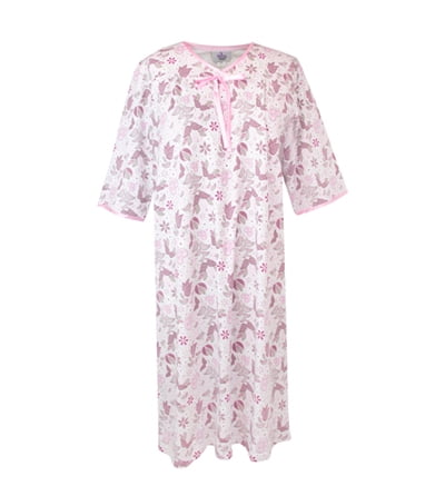 Silverts Women Open Back Knit Hospital Gown, L, Pink Bloom - Walmart.com