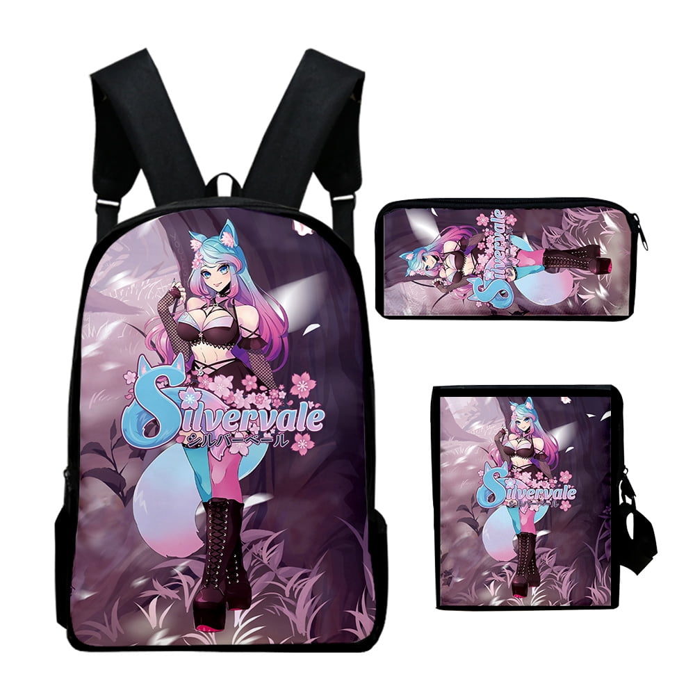 Silvervale Merch 3pcs/set Zipper Backpack 3D Print Waist Bag Work Travel Kawaii Backpack ...