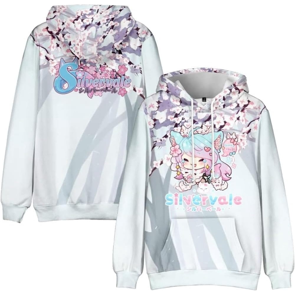 Silvervale VTuber Anime Hoodie Sweatshirt Merch 3D Harajuku Streetwear ...