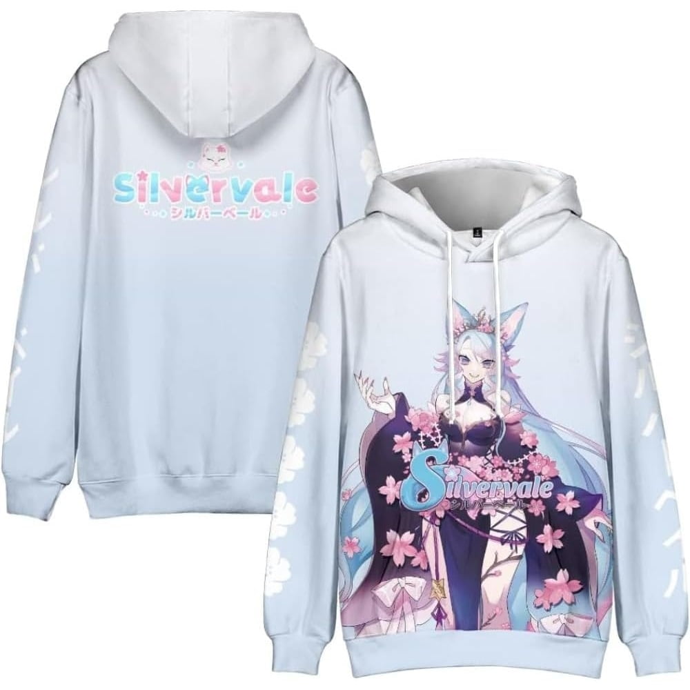 Silvervale VTuber Anime Hoodie Sweatshirt Merch 3D Harajuku Streetwear ...