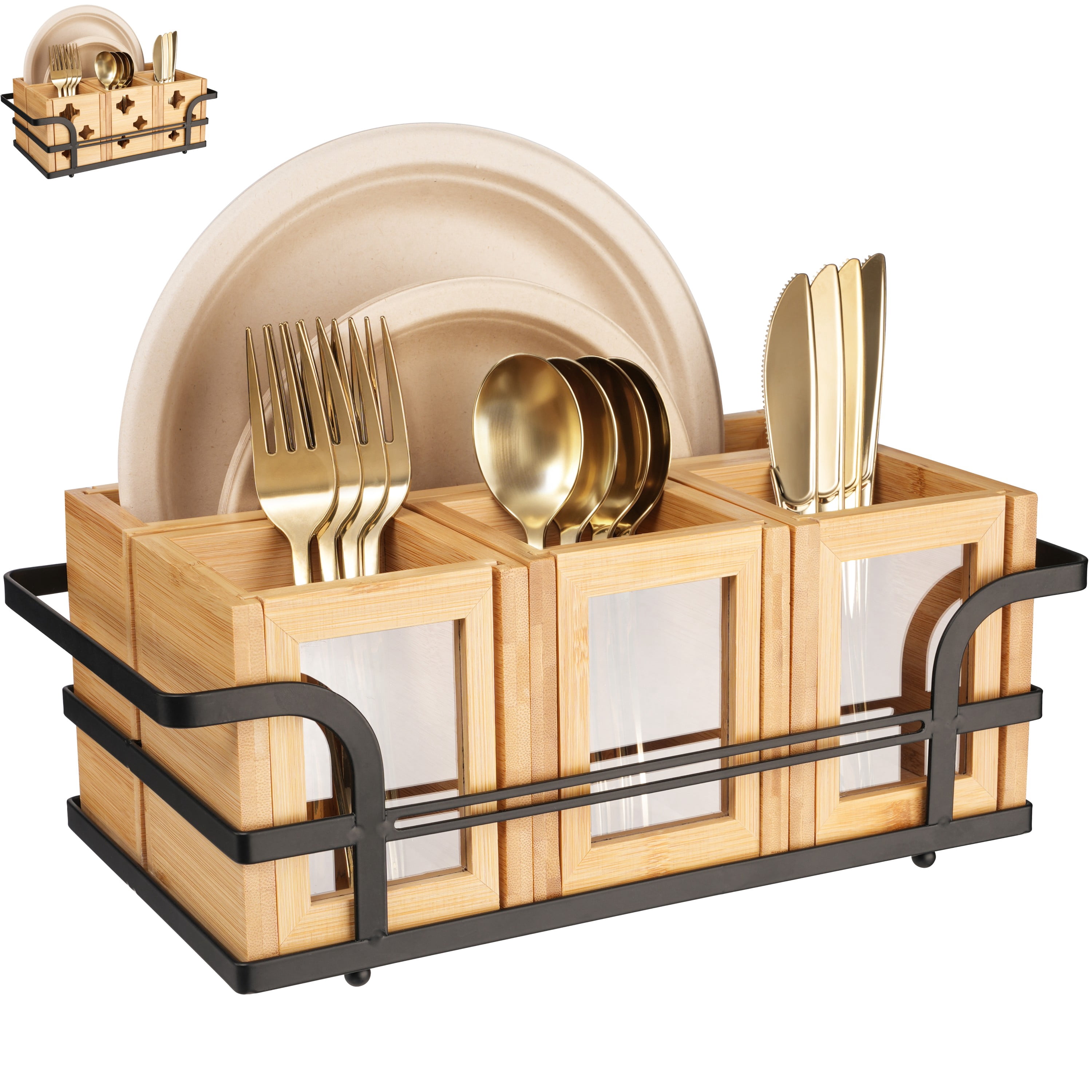 Silverware Caddy Wood Utensil Holder Silverware Utensil Caddy Cutlery ...