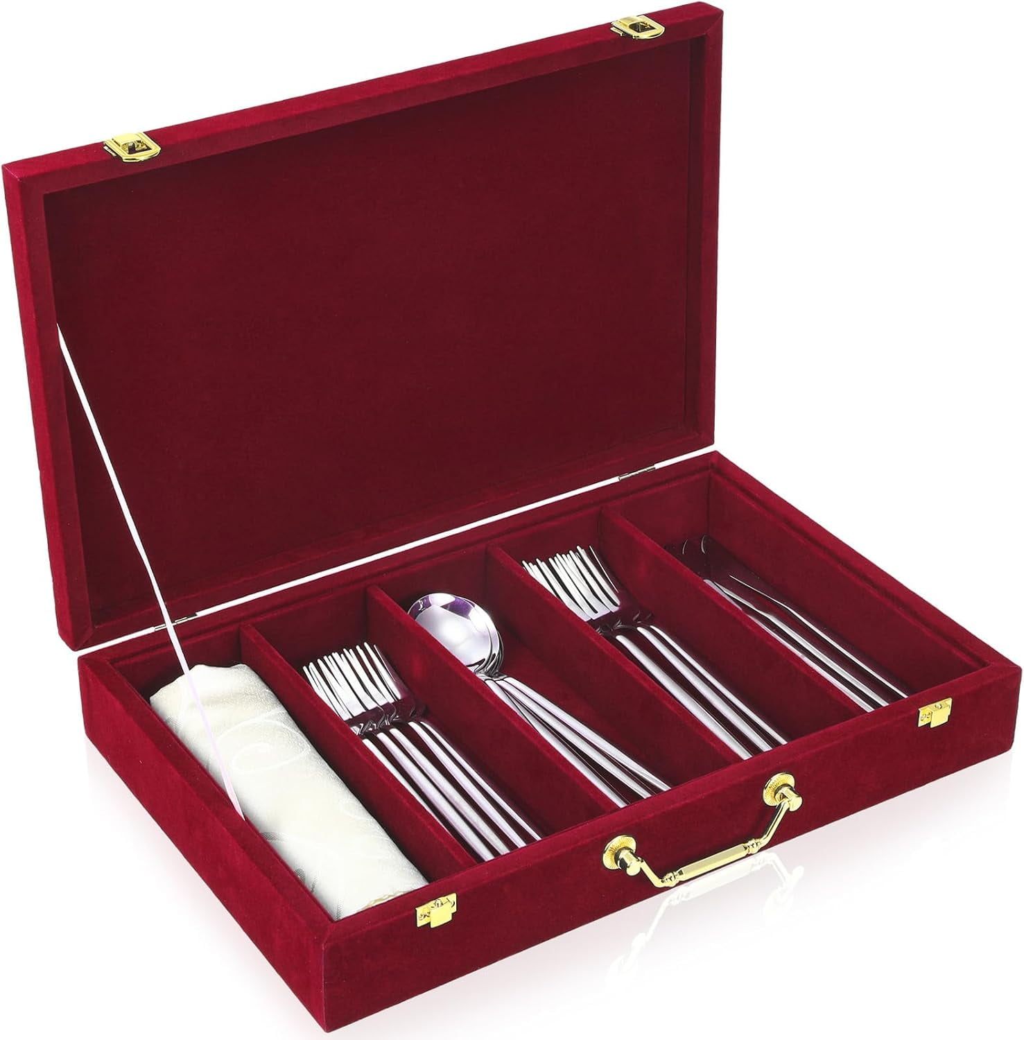 Silverware Case with Lid and Handle, Silverware Storage Box Sterling ...