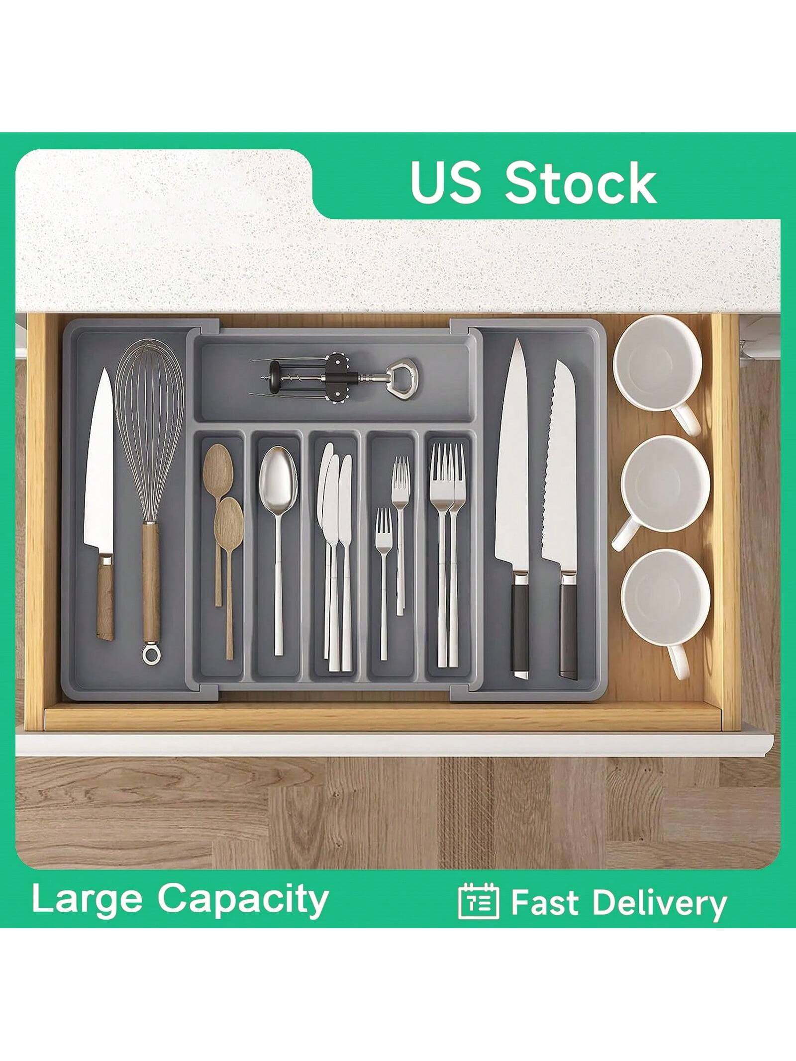 Silverware Drawer Organizer, Adjustable Cutlery And Flatware Tray ...