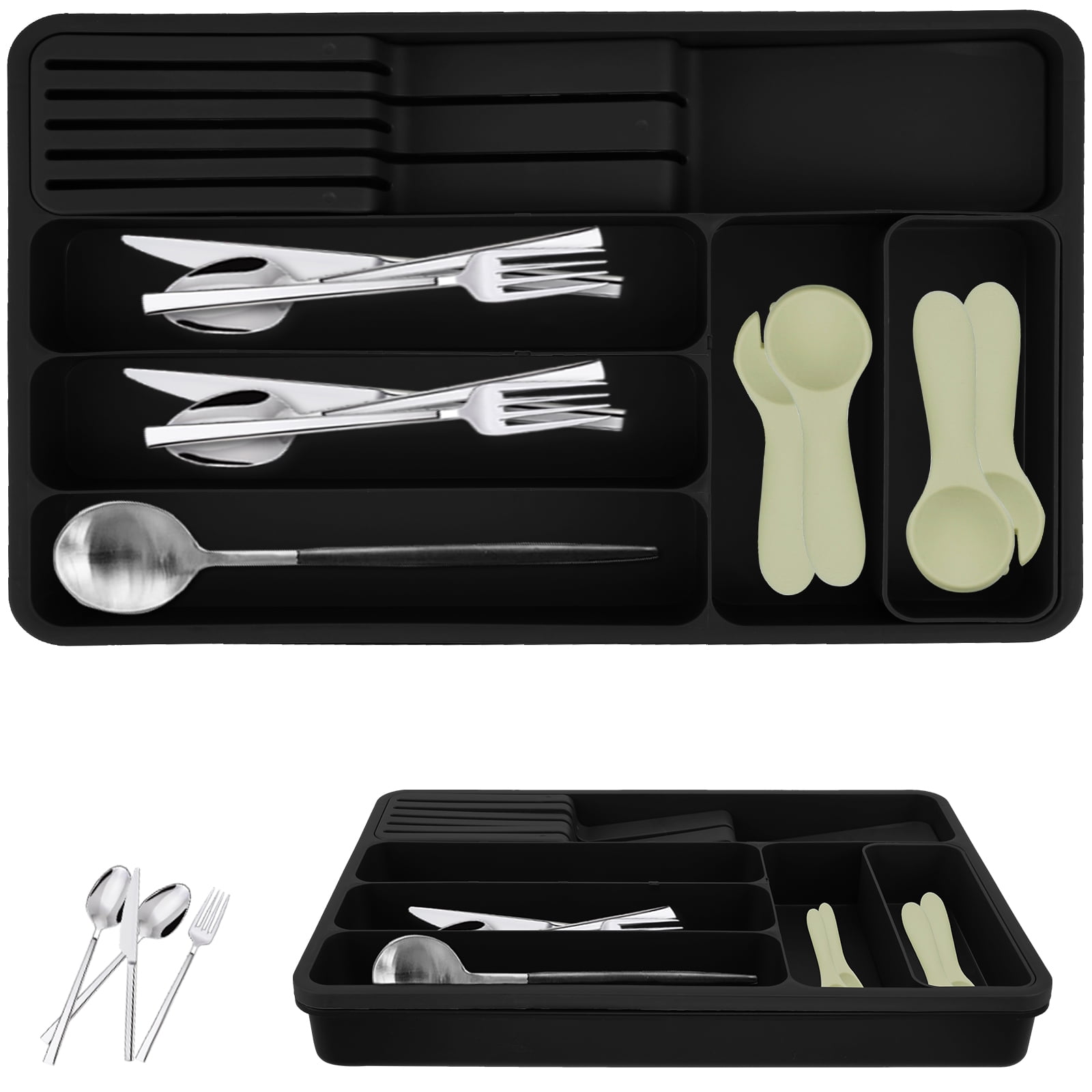 Silverware Drawer Organizer Expandable Adjustable Cutlery and Flatware ...