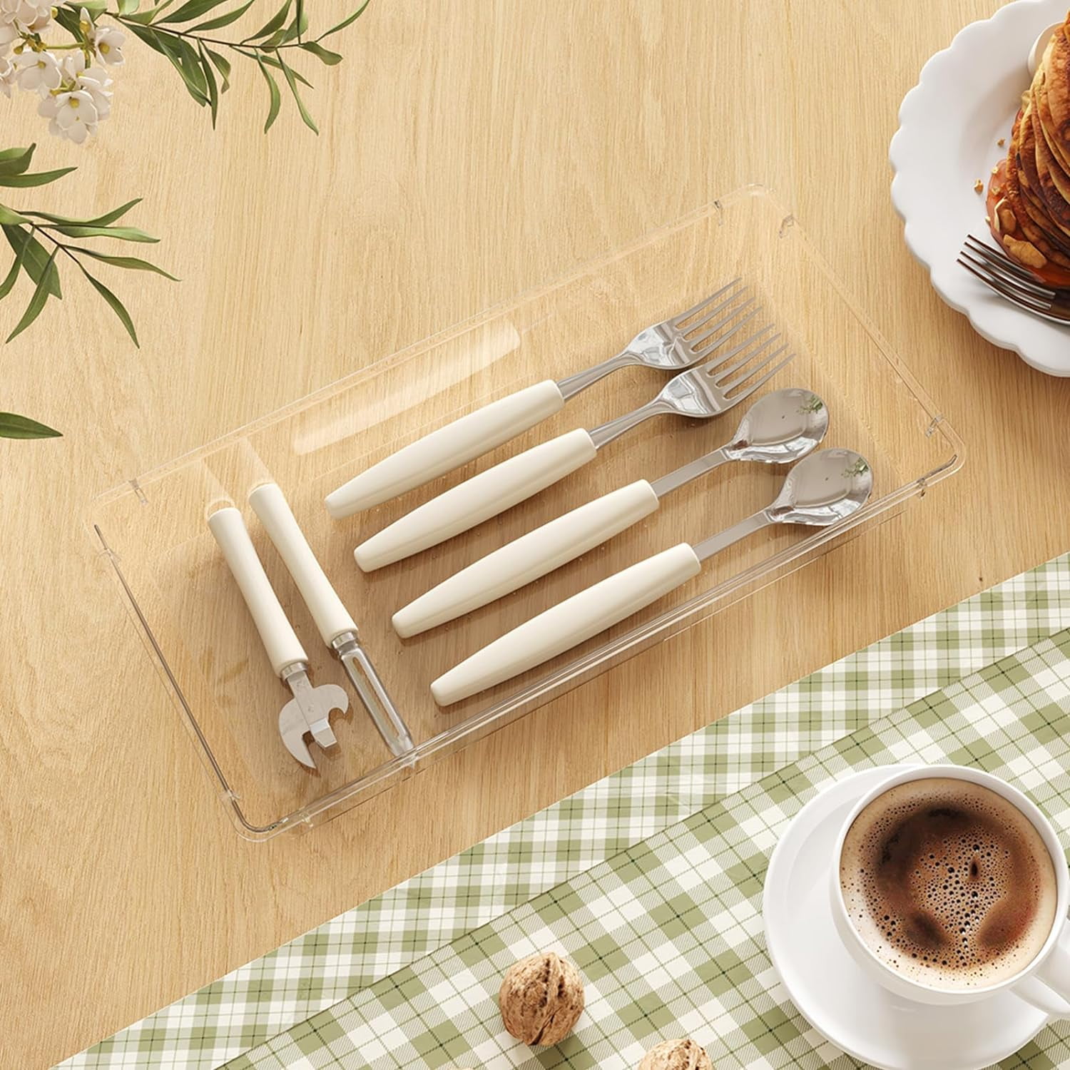 Silverware Drawer Organizer, Expandable Cooking Utensil Tray, Stackable ...