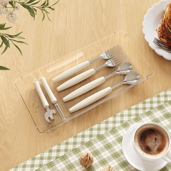 Silverware Drawer Organizer, Expandable Cooking Utensil Tray, Stackable ...
