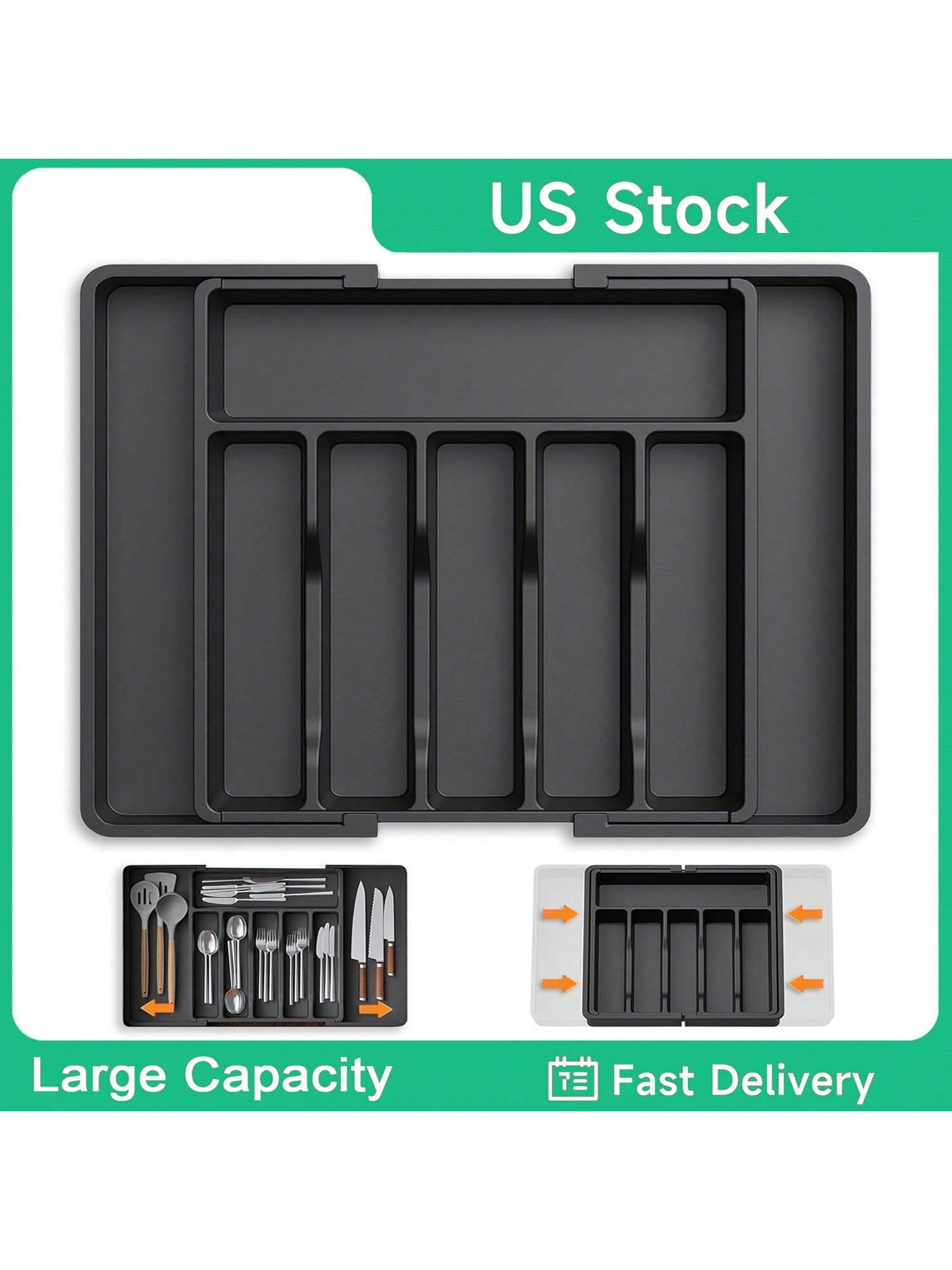 Silverware Drawer Organizer Tray, Expandable Utensil Tray For Kitchen ...