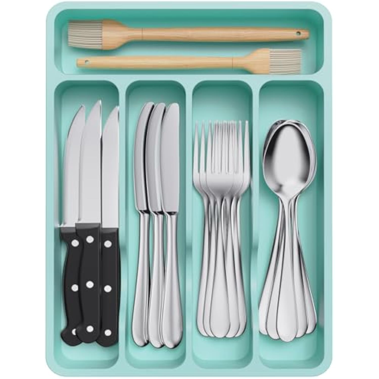 Silverware Drawer Organizer Tray, Plastic Cutlery Storage for Kitchen ...