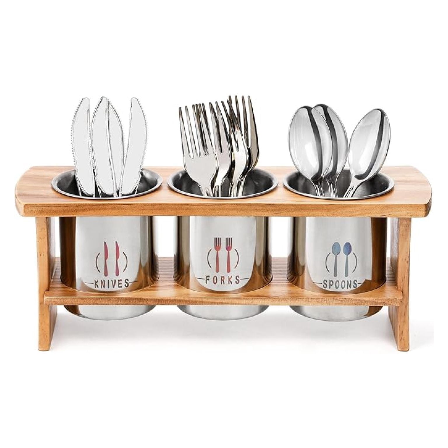 Silverware Holder for Countertop - Stainless Steel Cutlery Organizer ...