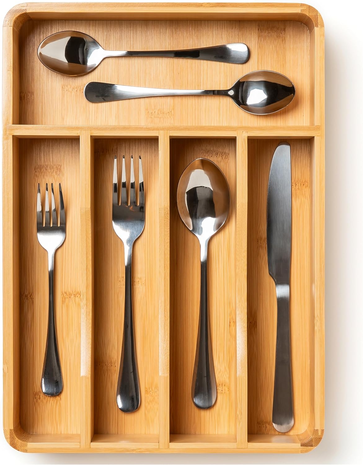Silverware Organizer, Bamboo Kitchen Drawer Organizer, Kitchen Utensil ...