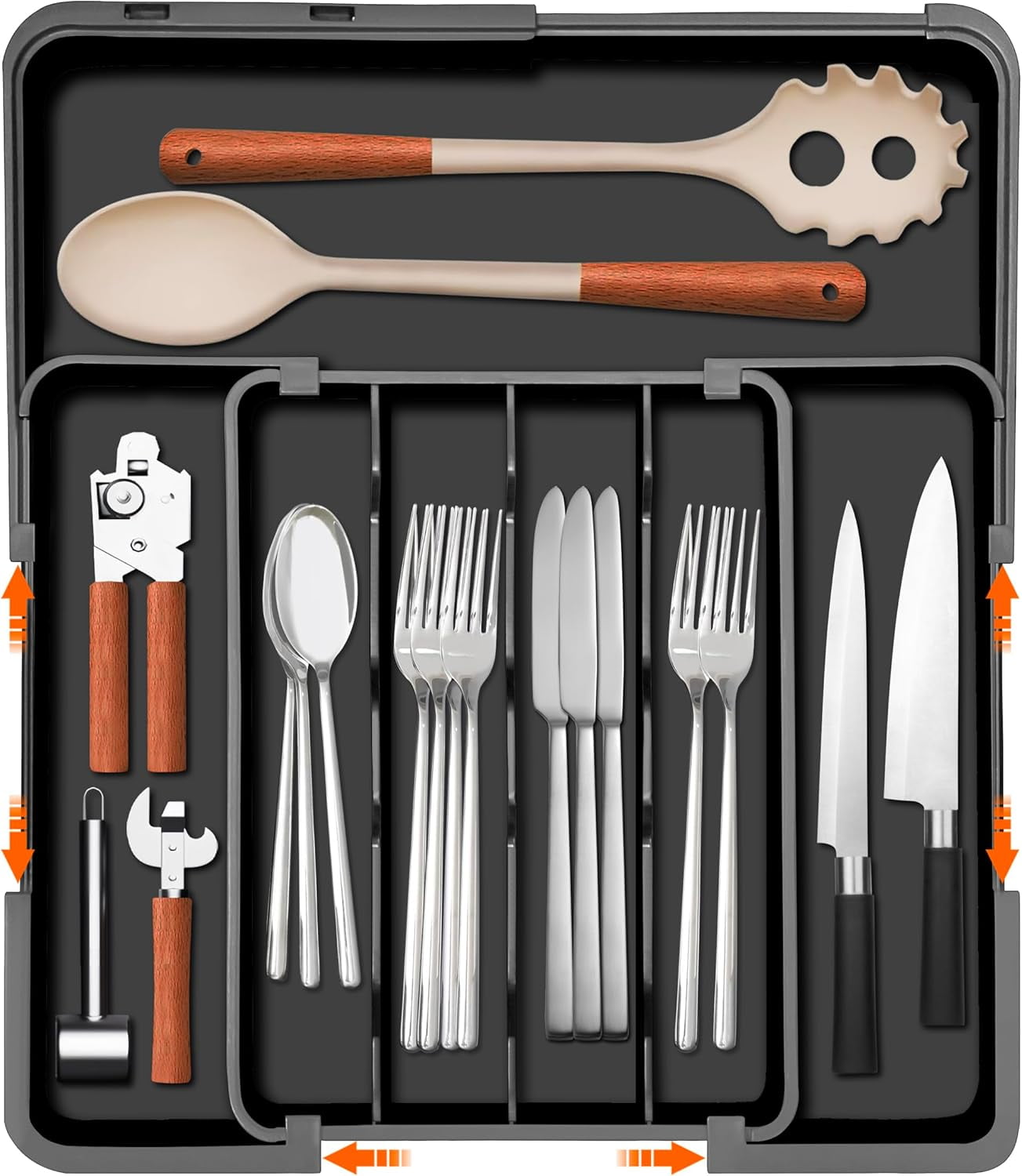 Silverware Organizer Expandable Kitchen Drawer Organizer with 7 Slots ...