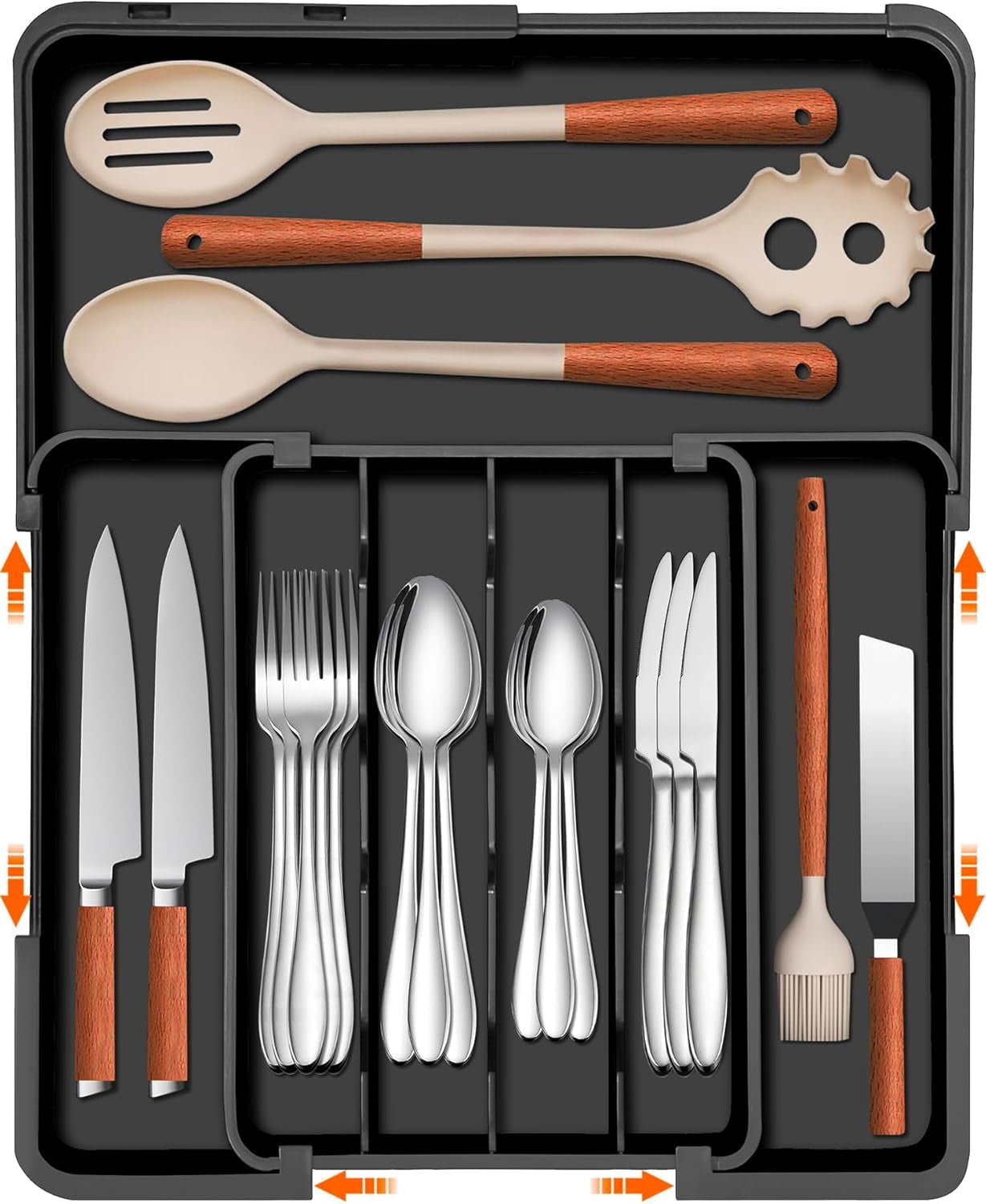 Silverware Organizer - Expandable Kitchen Drawer Organizer, Utensil ...