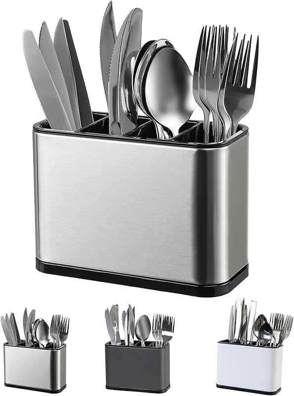 Silverware Organizer,Kitchen Utensil Holder For Counter,Stainless Steel ...