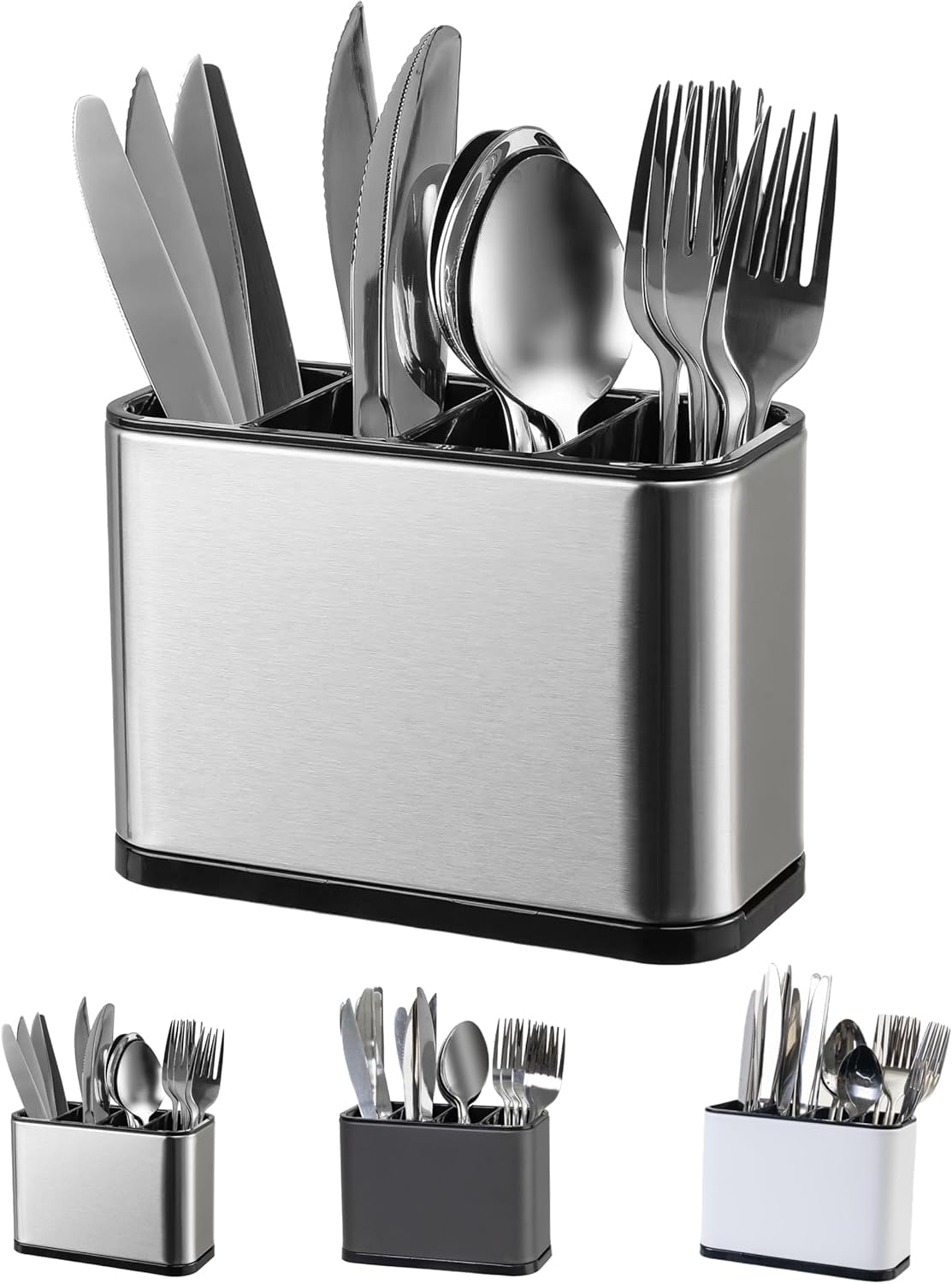 Silverware Organizer,Kitchen Utensil Holder For Counter,Stainless Steel ...