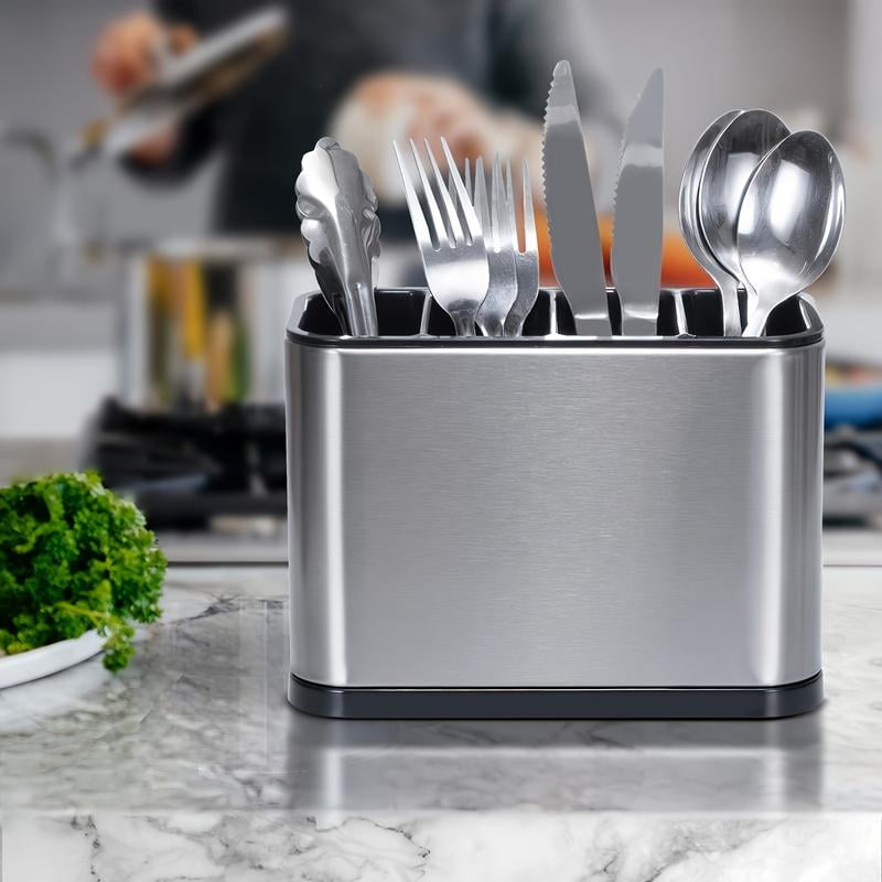 Silverware Organizer,Kitchen Utensil Holder For Counter,Stainless Steel ...
