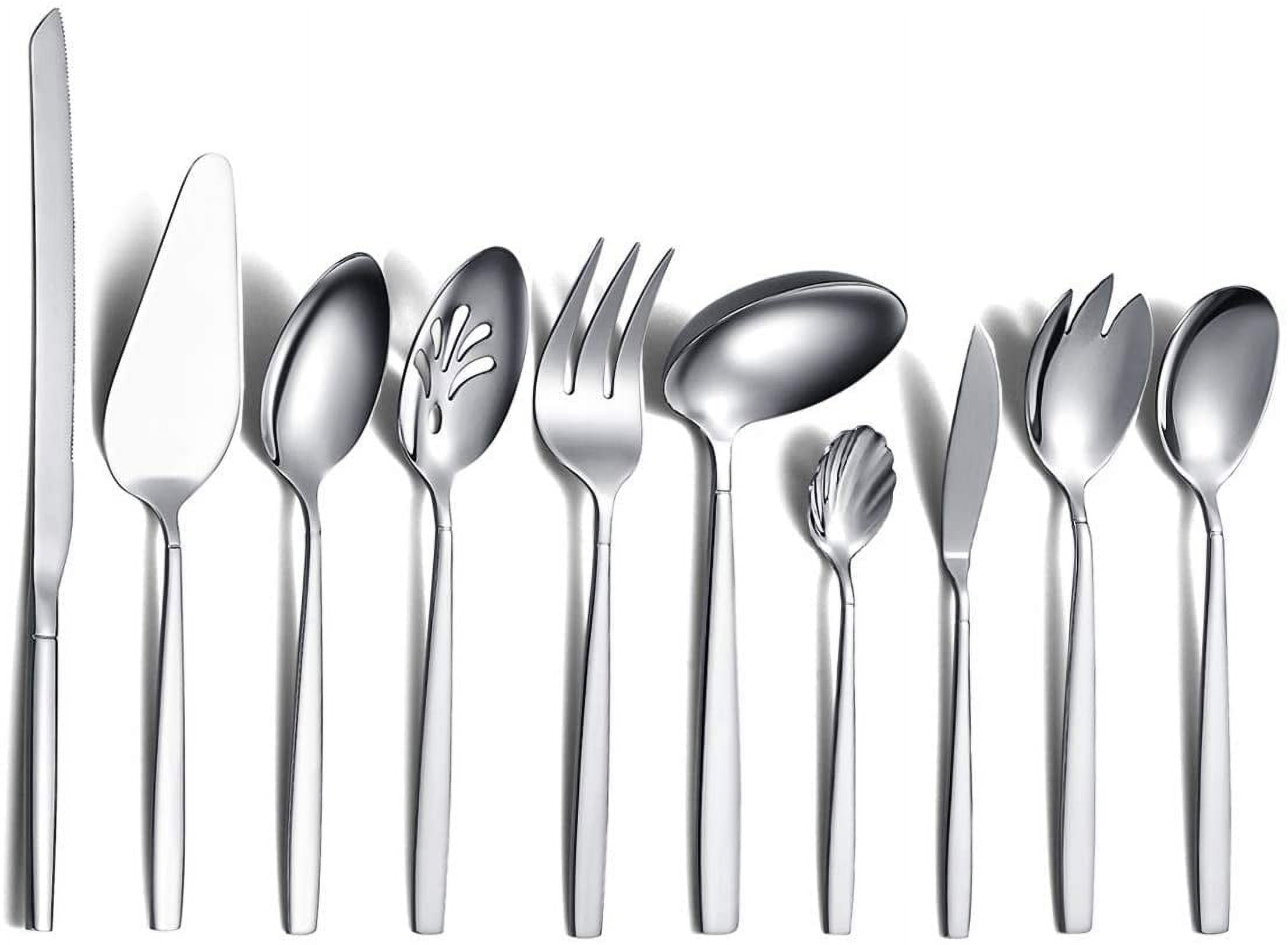 Silverware Serving Set 10 Pieces Stainless Steel Flatware Serving Set ...