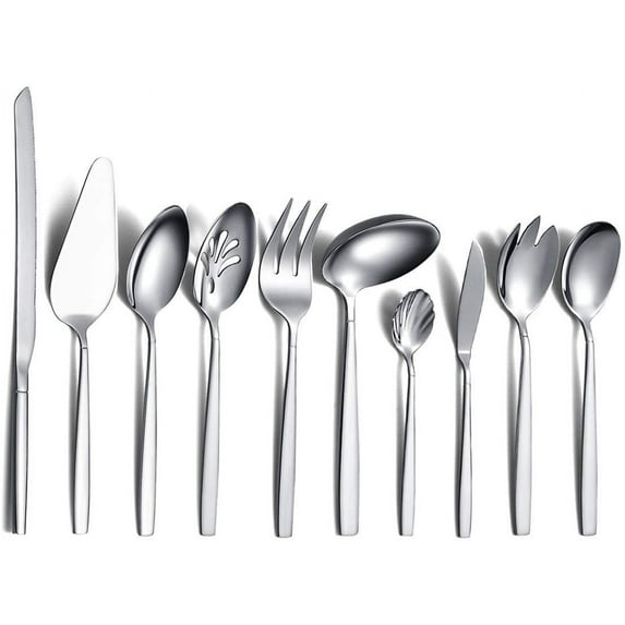 Silverware Serving Set 10 Pieces, Stainless Steel Flatware Serving Set ...