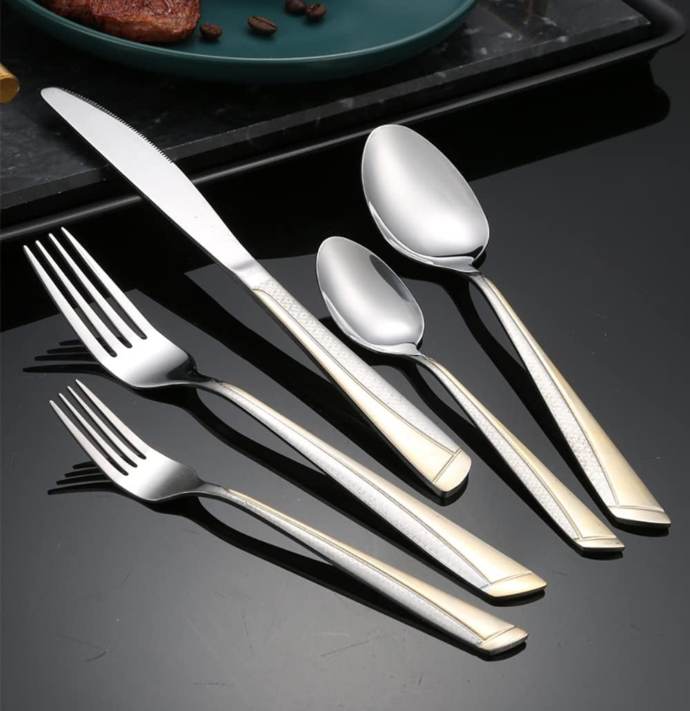 Silverware Set for 10 Durable Stainless Steel Flatware Set 50 Piece ...