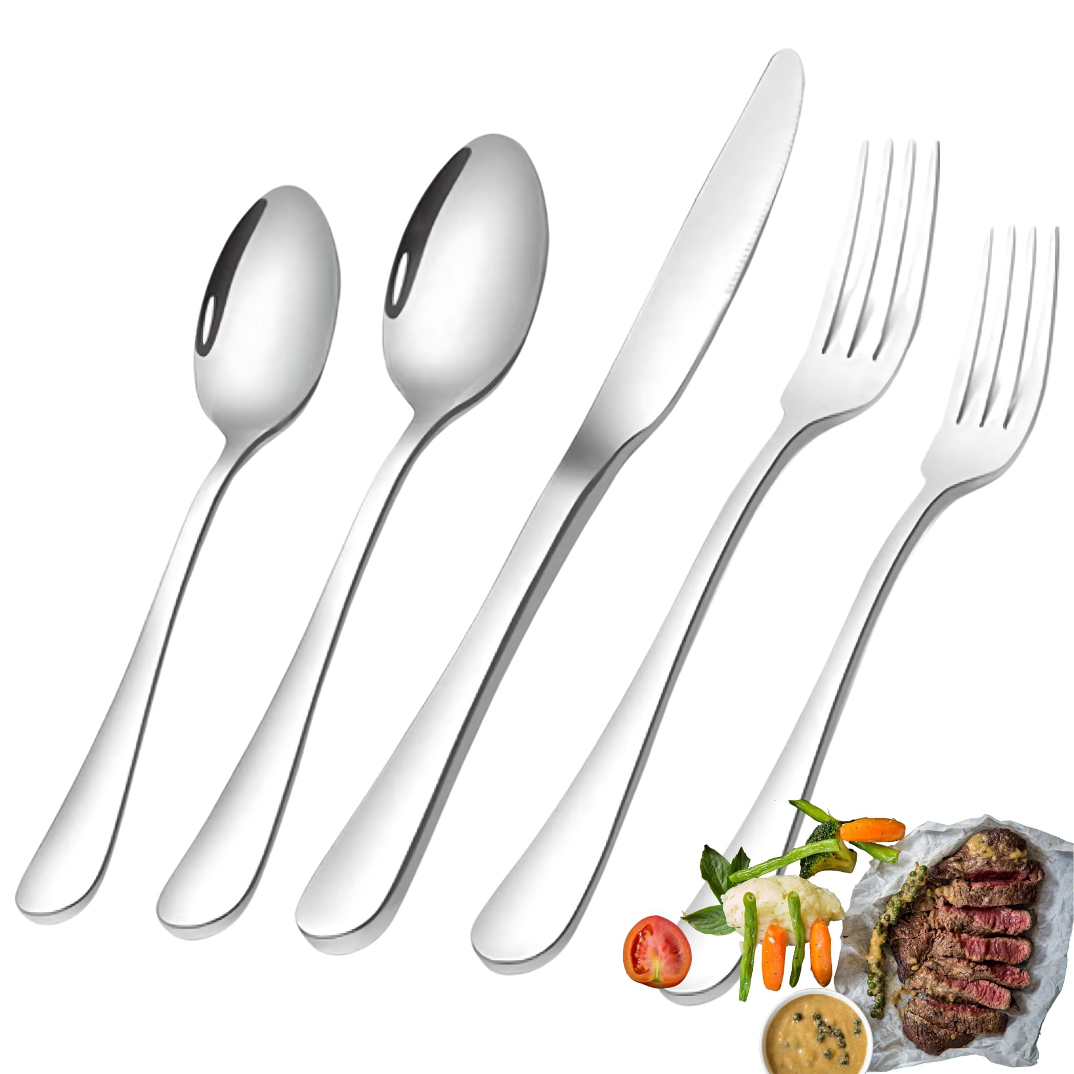 Silverware Set, 20 Piece Cutlery Set, Stainless Steel Flatware Set ...