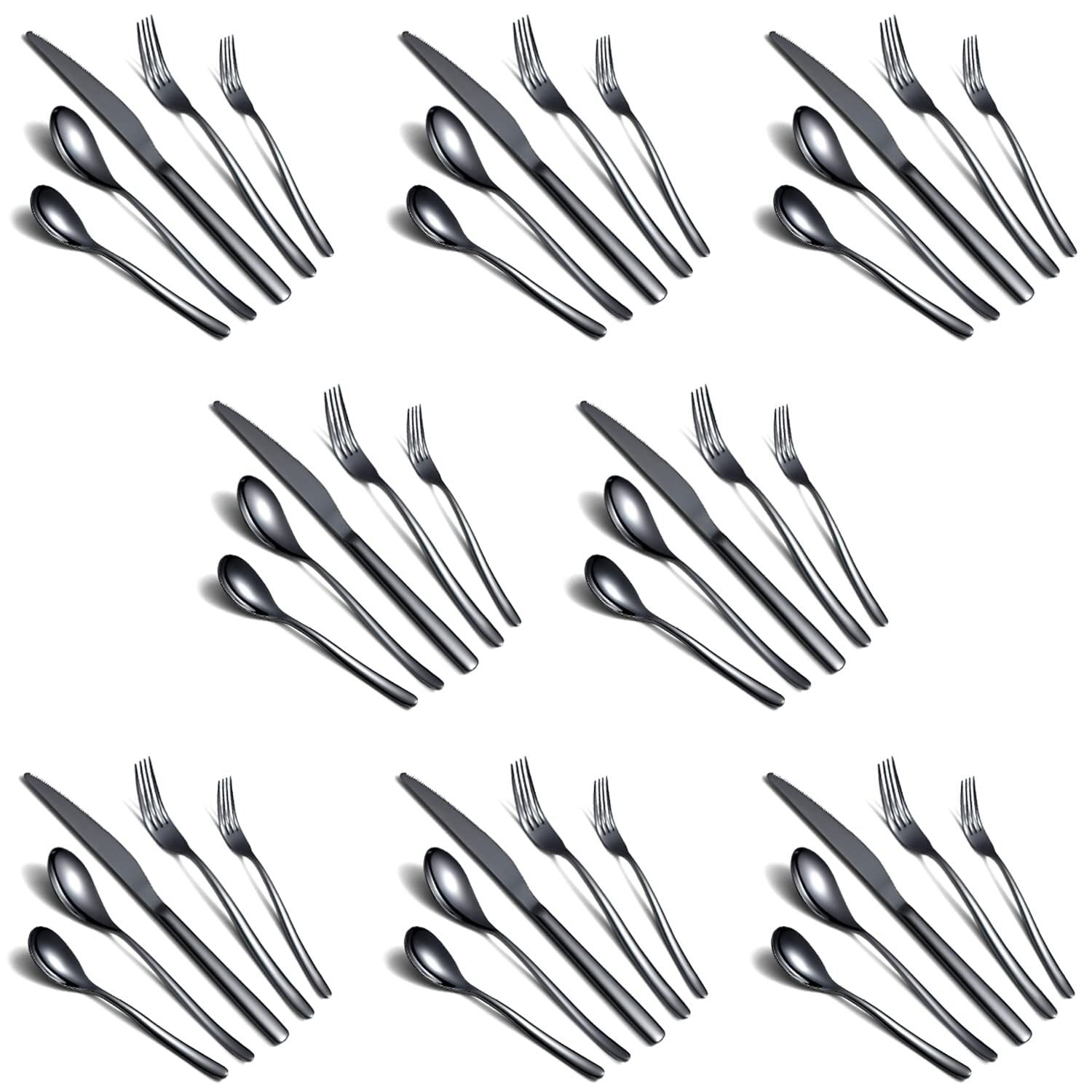 Silverware Set 20 Pieces, Stainless Steel Flatware Set, Titanium Plated ...