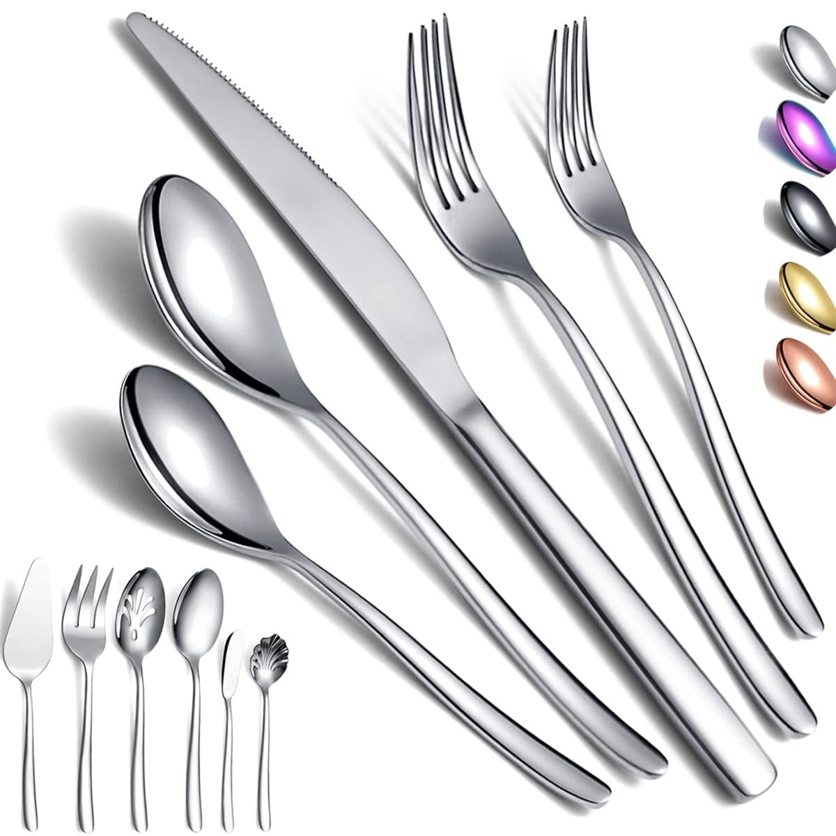 Silverware Set 20 Pieces, Stainless Steel Flatware Set, Titanium Plated ...