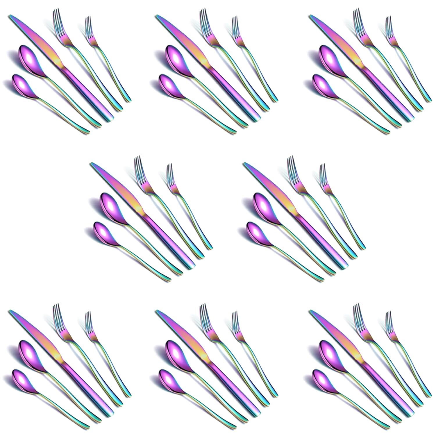 Silverware Set 20 Pieces, Stainless Steel Flatware Set, Titanium Plated ...