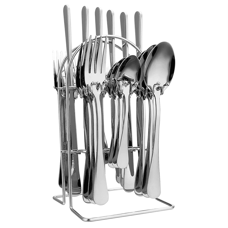 Silverware Set 24 Piece Silverware Cutlery Set with Stand Include Knife ...