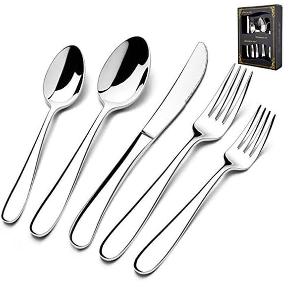 Silverware Set for 4, 20-Piece Heavy Duty Stainless Steel Flatware ...