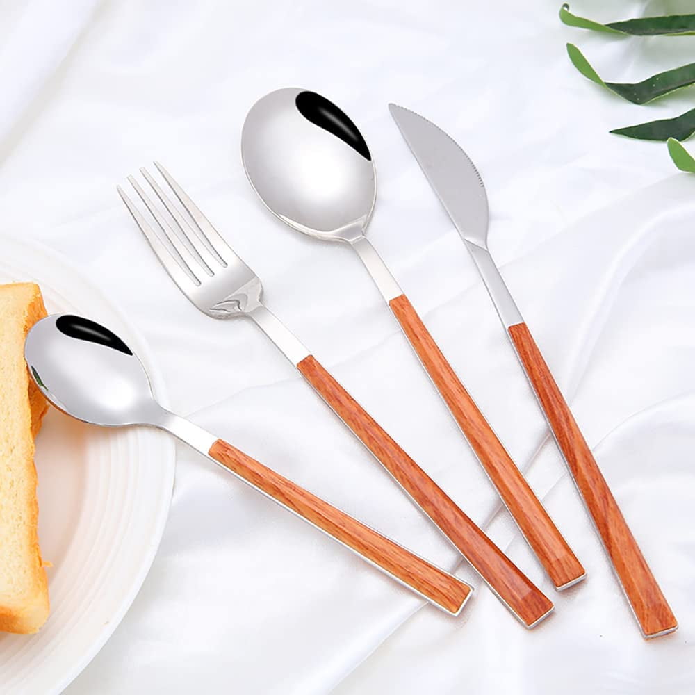 Silverware Set for 4 , Modern 16 Piece Stainless Steel Flatware Cutlery ...